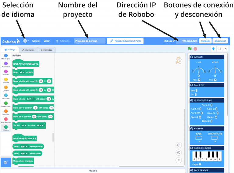 Vista general de Scratch3 – Robobo – Portal Educativo